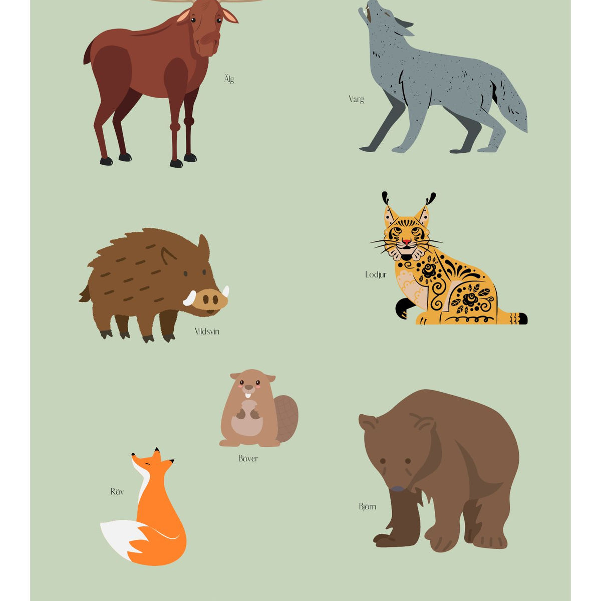 Djuren i den svenska skogen barnposter – Min Poster