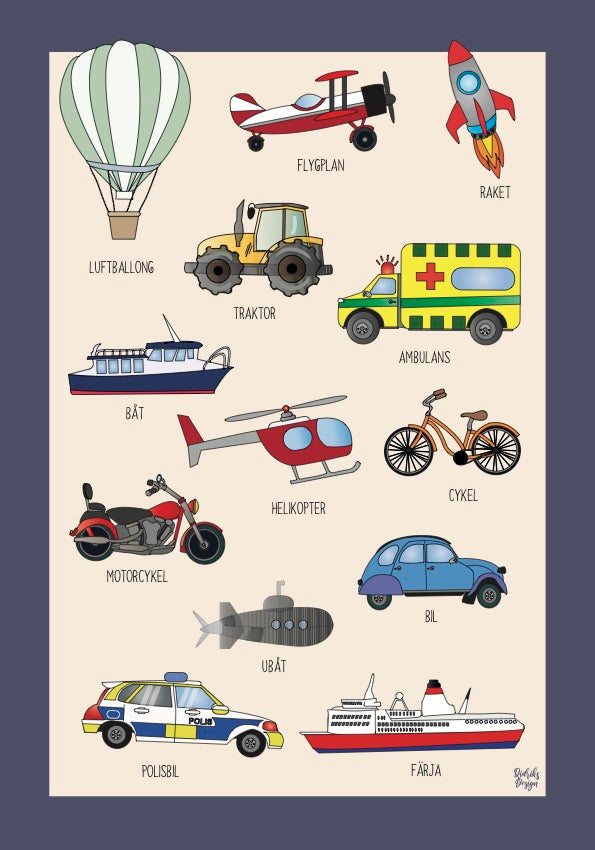 Fordon-barnposters av Ellen Didrik – Min Poster